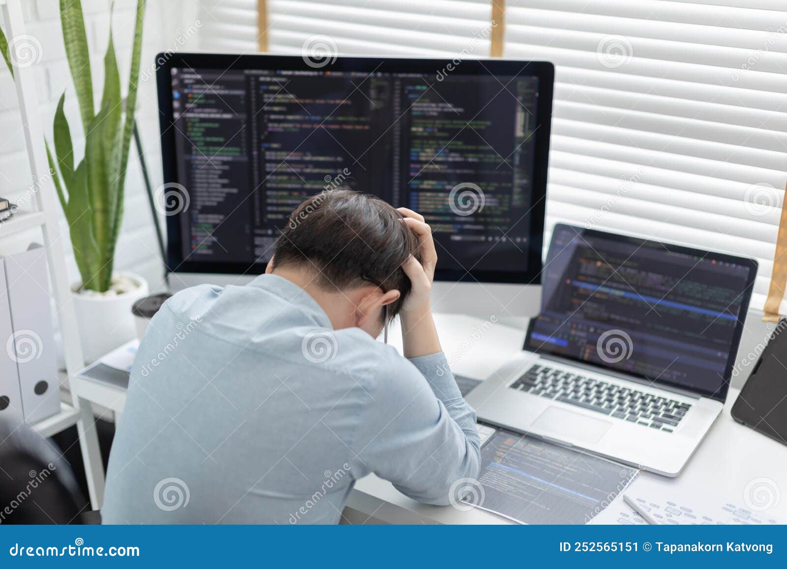 Professional Development Programmers are Stress Over Failed Jobs Stock ...