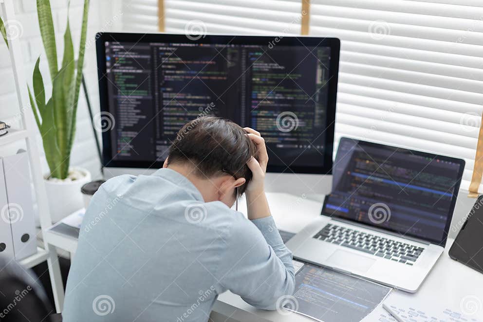 Professional Development Programmers are Stress Over Failed Jobs Stock ...