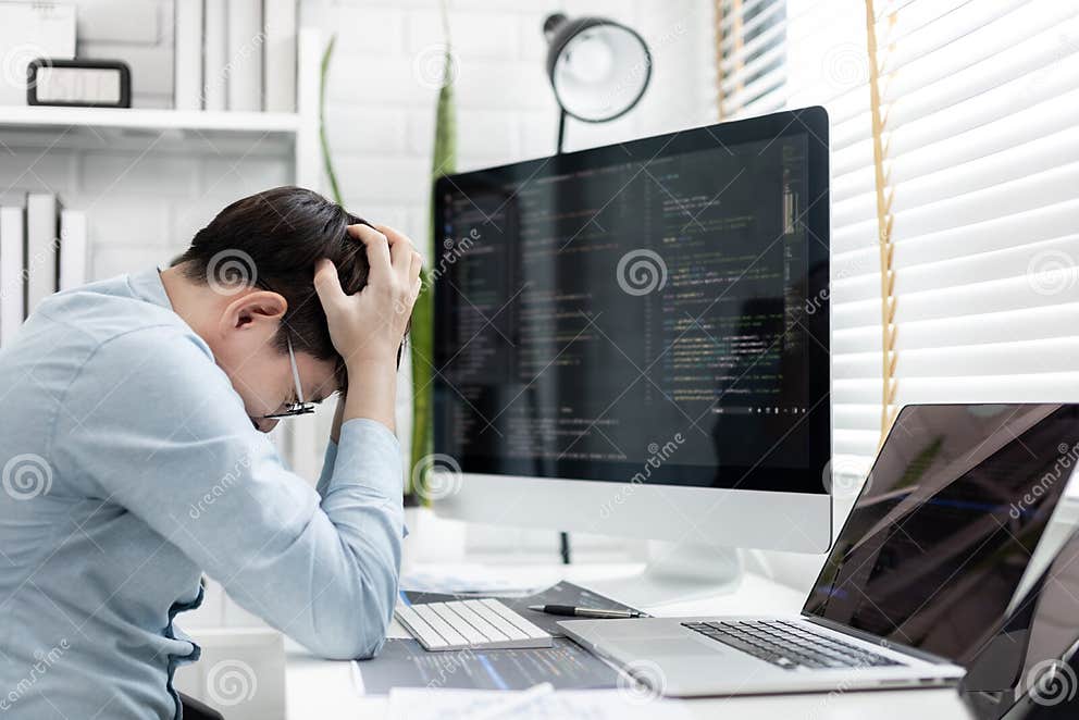 Professional Development Programmers are Stress Over Failed Jobs Stock ...