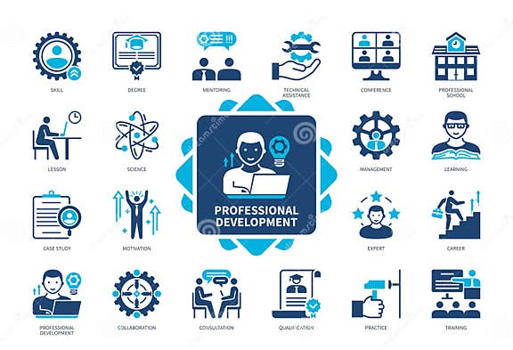 Professional Development Solid Icon Set Stock Illustration ...