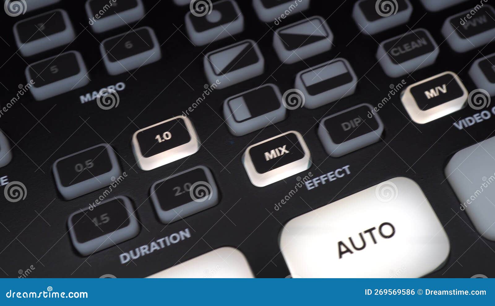 Professional Digital Mixer Close-up. Camera Control Panel with Many ...