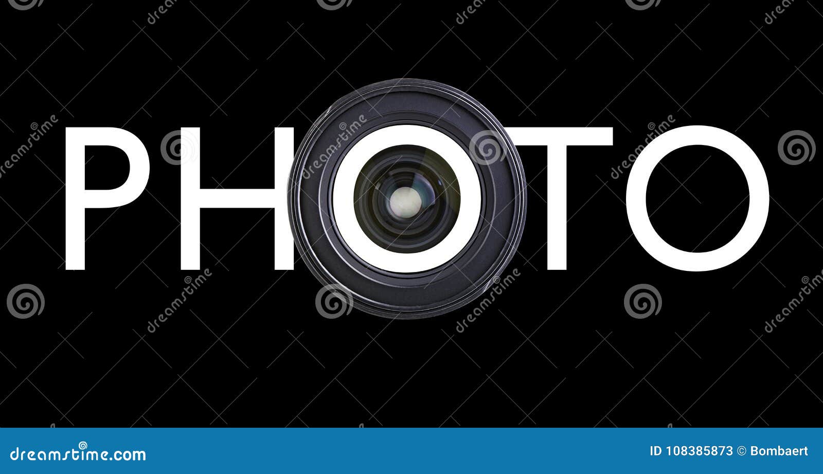 Professional Digital Photo Camera Wide Angle Lens with Text Stock ...