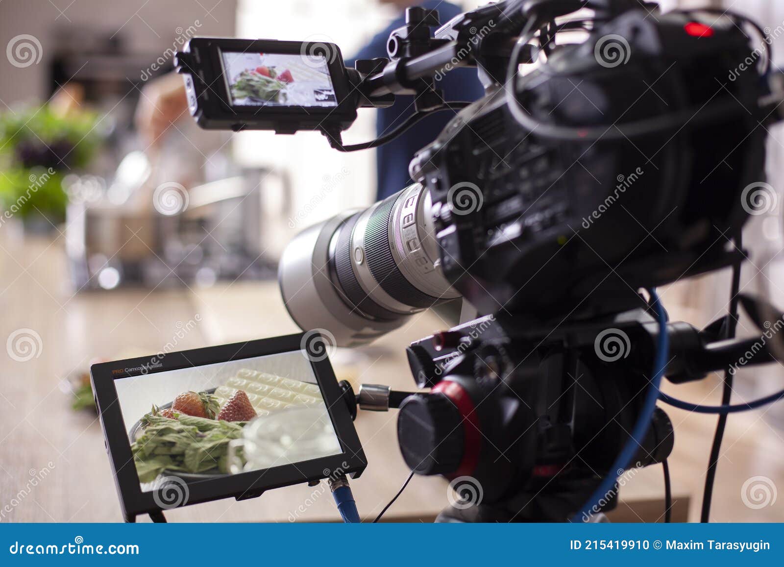 Professional Digital Video Camera in TV Studio Stock Photo - Image of ...