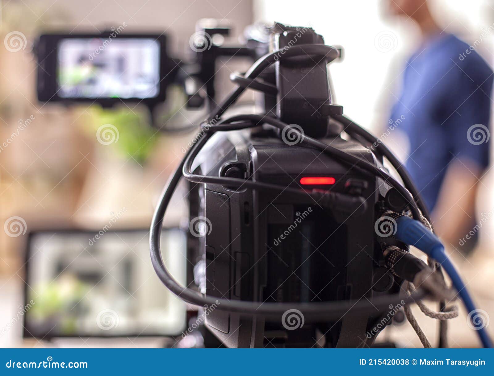 Professional Digital Video Camera in TV Studio Stock Photo - Image of ...