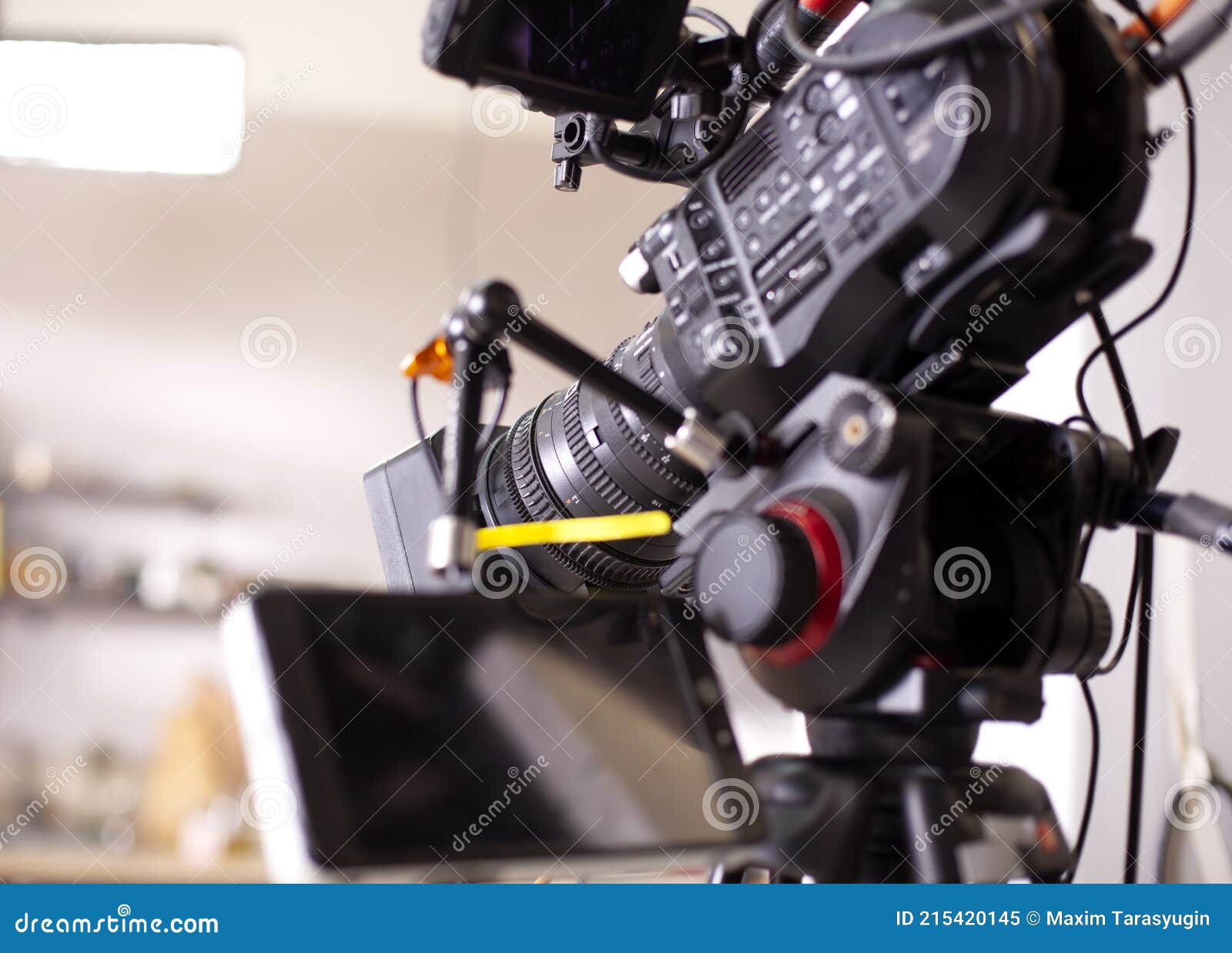 Professional Digital Video Camera in TV Studio Stock Image - Image of ...