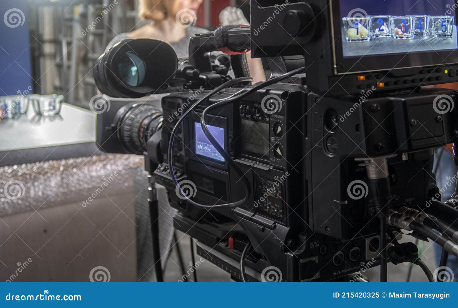 Professional Digital Video Camera in TV Studio Stock Image - Image of ...