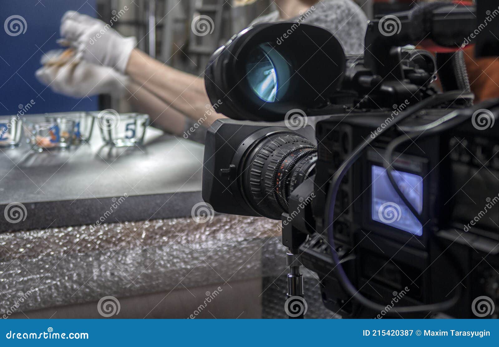 Professional Digital Video Camera in TV Studio Stock Image - Image of ...