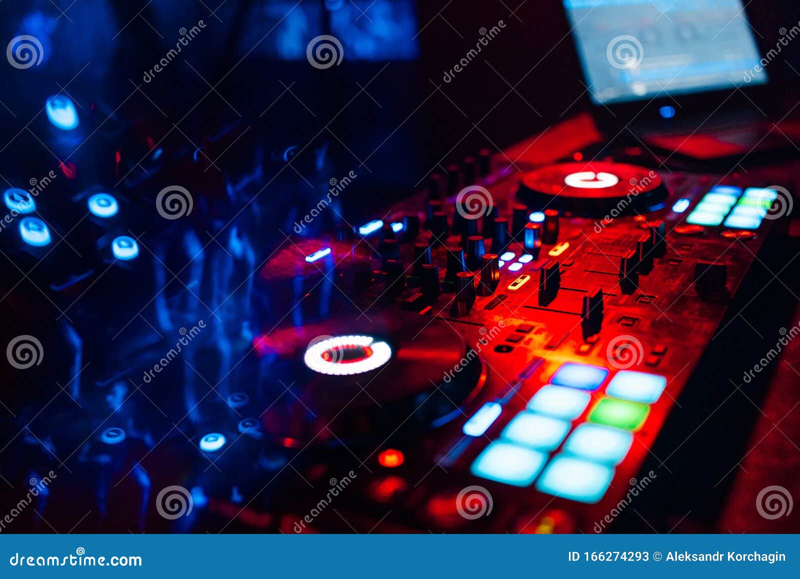Professional DJ Mixer on Table in Nightclub Stock Image - Image of ...