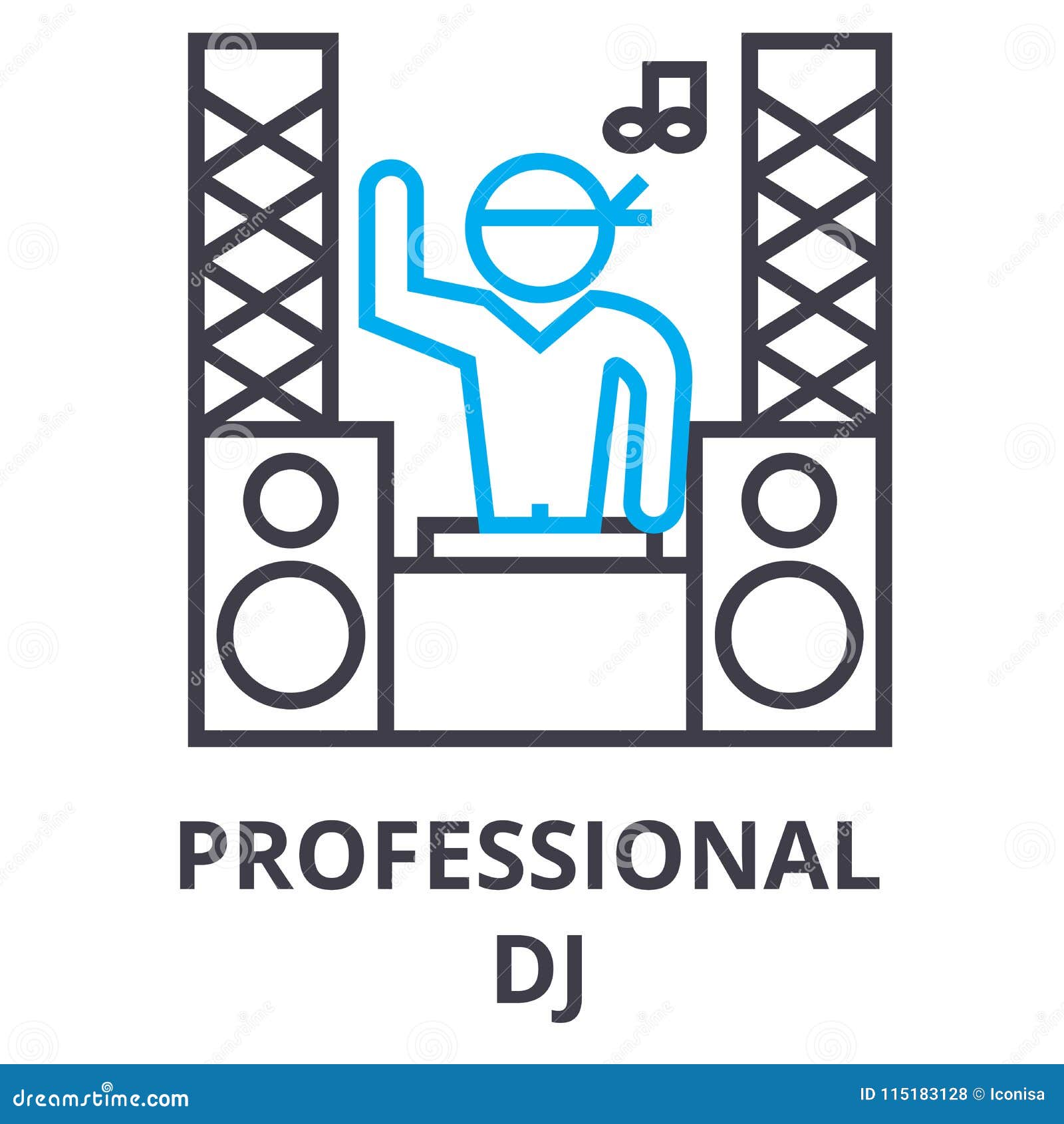 Professional Dj Thin Line Icon, Sign, Symbol, Illustation, Linear ...