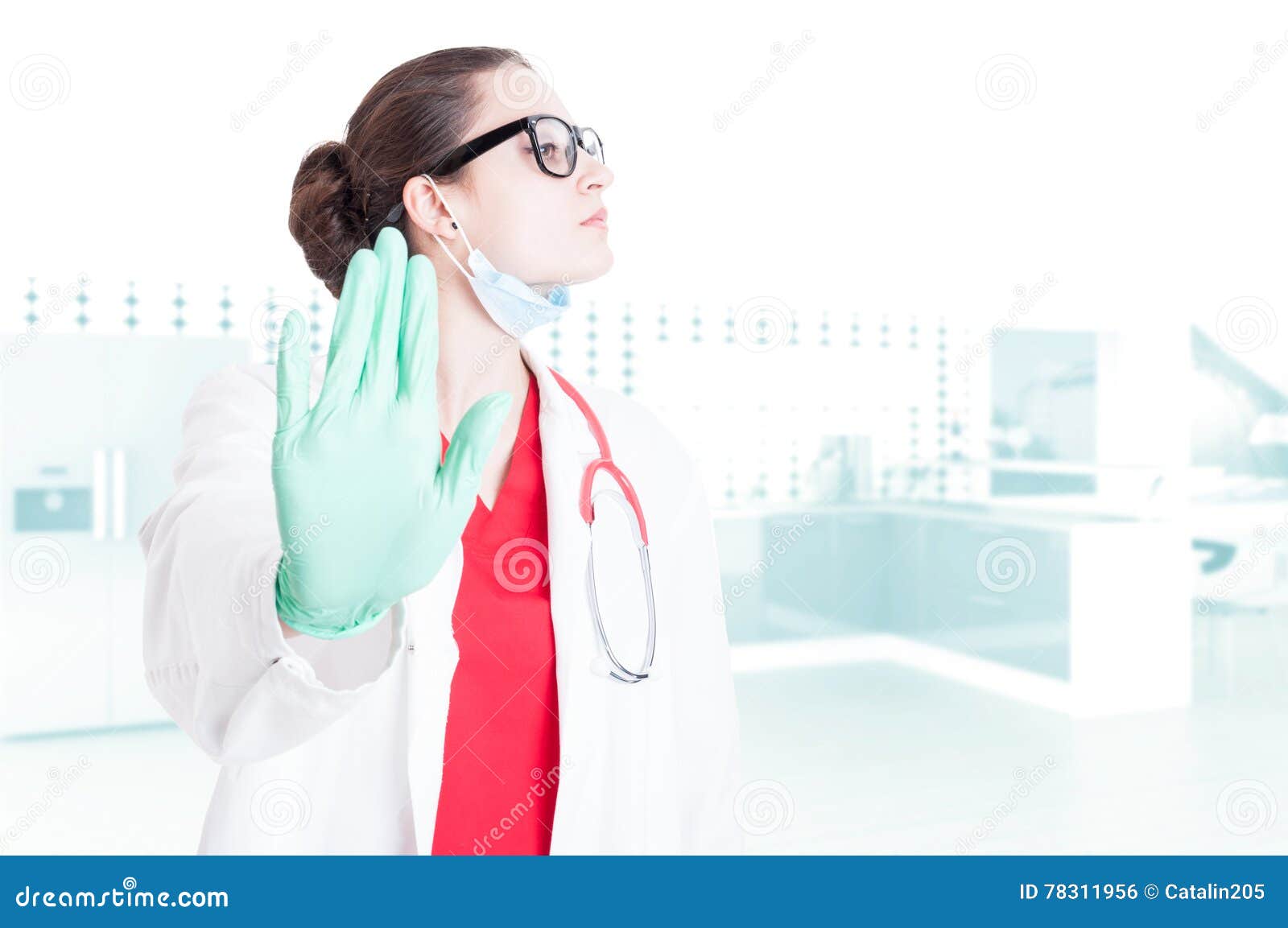 Professional Doctor Doing Refusal Gesture Stock Photo - Image of female ...