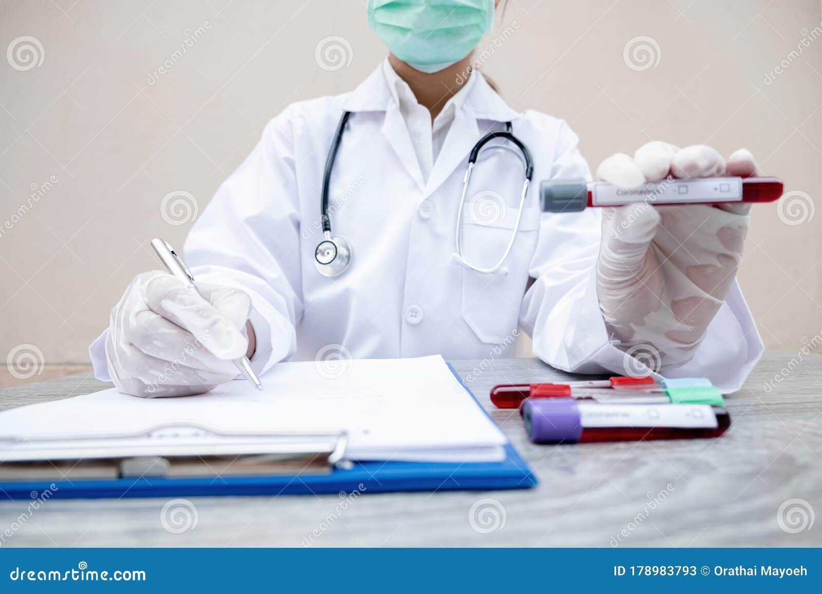 Professional Doctors Perform COVID-19 Tests from Samples of Blood Tests ...