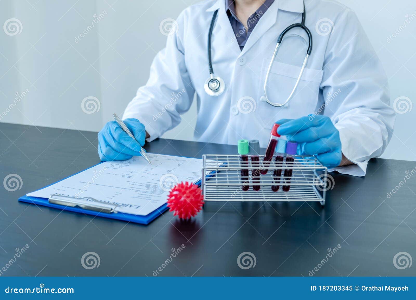 Professional Doctors Perform Find Virus Tests from Samples of Blood ...
