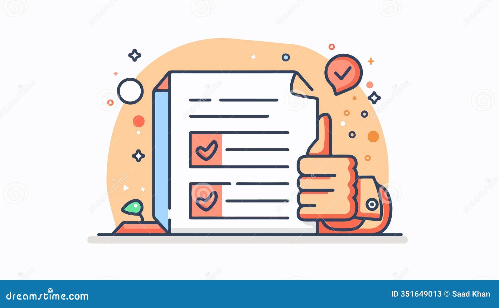 Professional Document with Approval Thumb Up Hand Outline Concept Stock ...