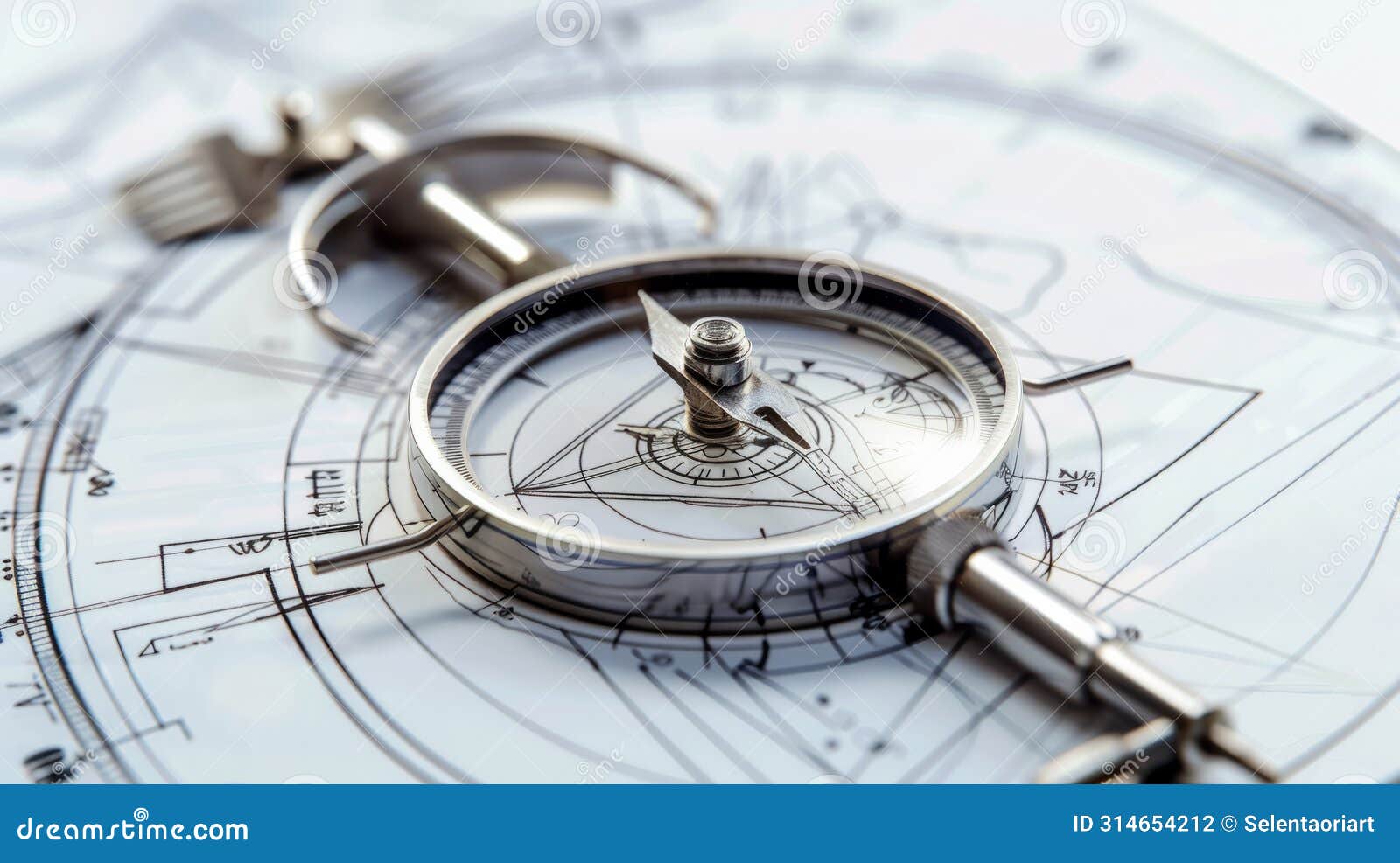 Professional Drawing Compass Tool Measuring Distances On White ...