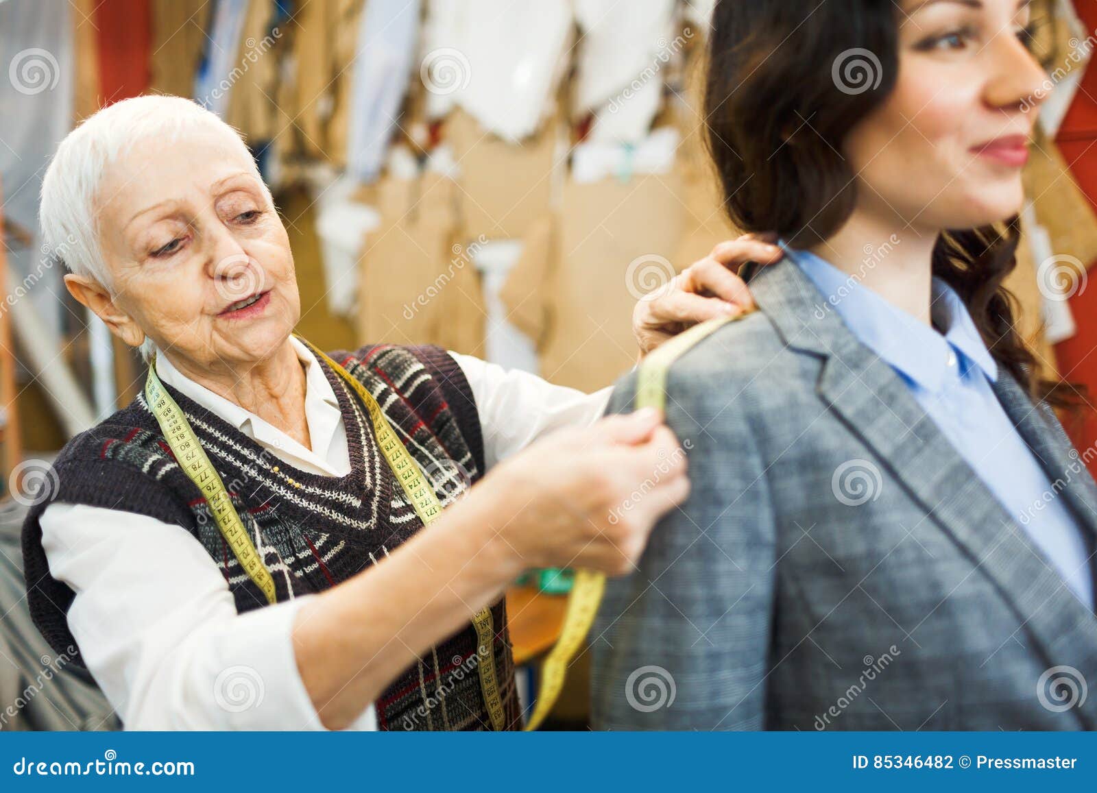 Professional dressmaker stock photo. Image of occupation - 85346482