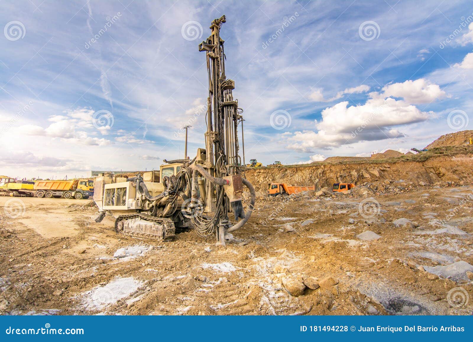 Professional Drilling Rig Doing a Geotechnical Study of the Terrain ...