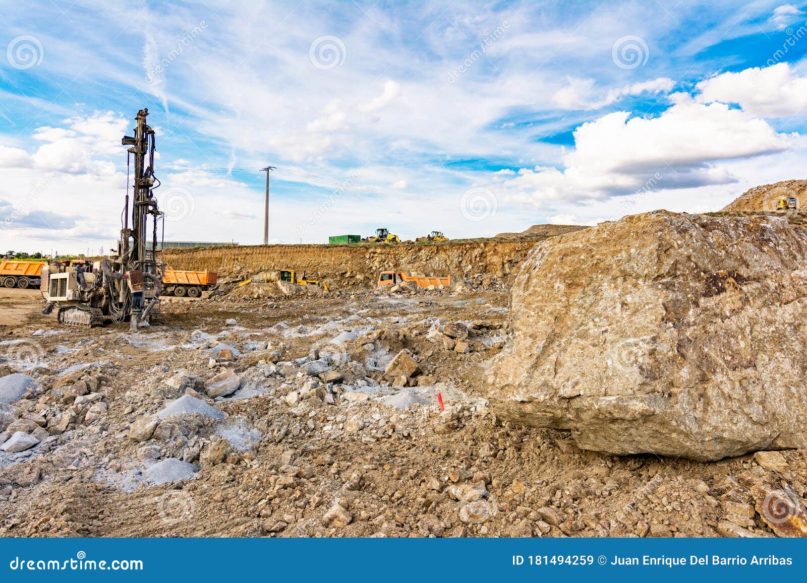 Professional Drilling Rig Doing a Geotechnical Study of the Terrain ...