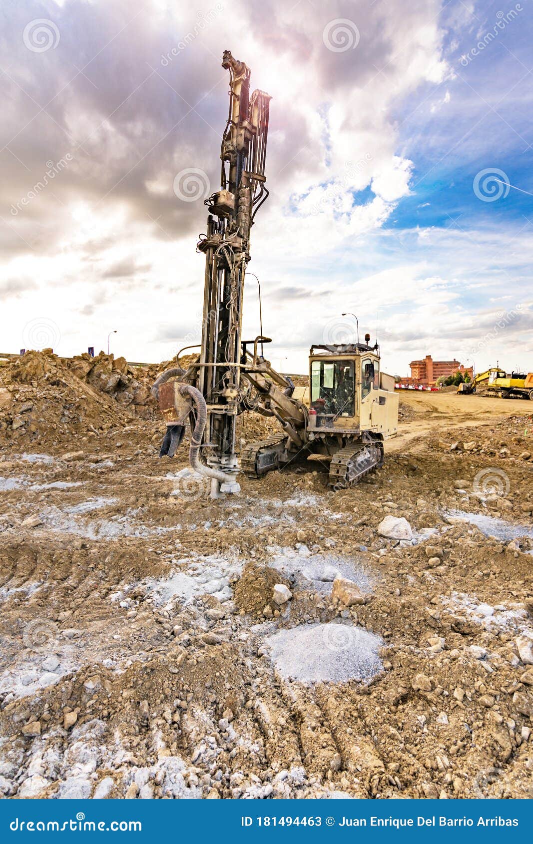 Professional Drilling Rig Doing a Geotechnical Study of the Terrain ...