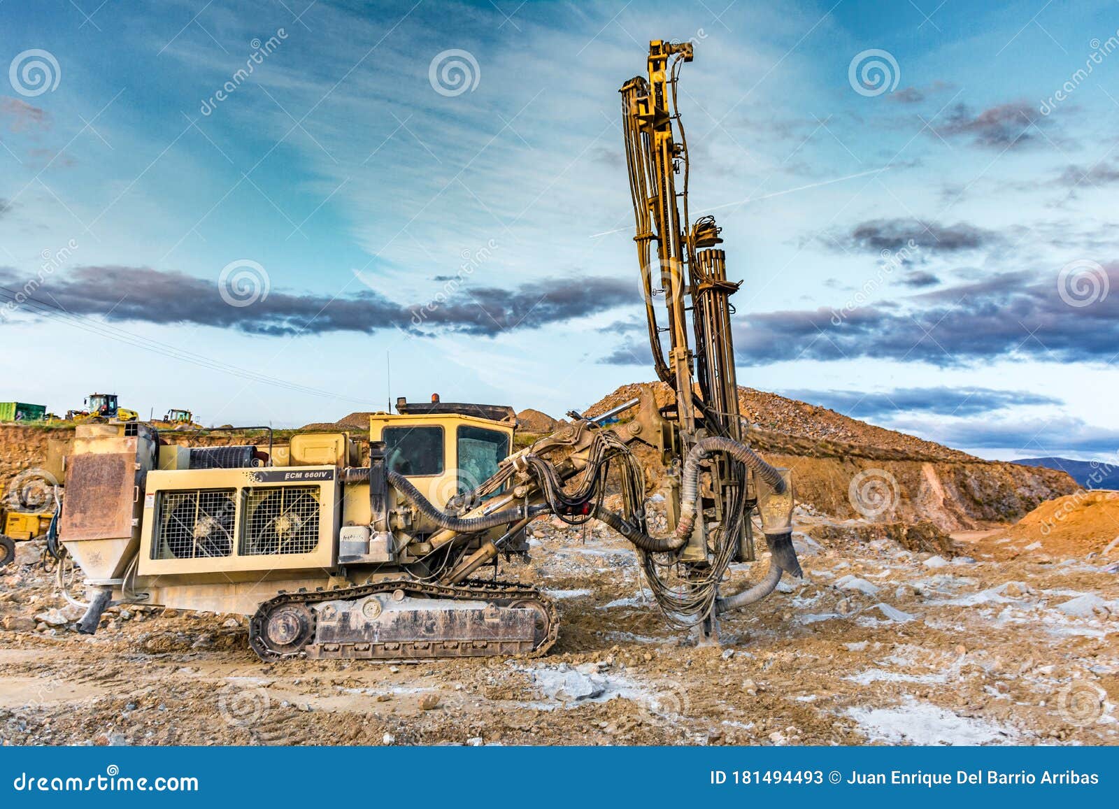 Professional Drilling Rig Doing a Geotechnical Study of the Terrain ...