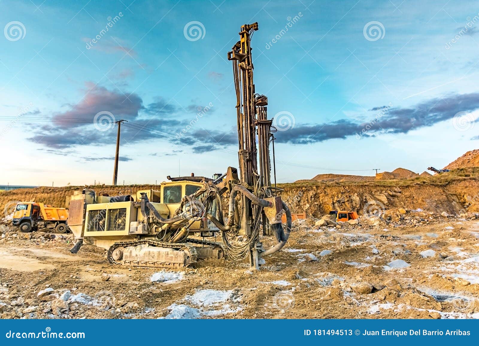 Professional Drilling Rig Doing a Geotechnical Study of the Terrain ...