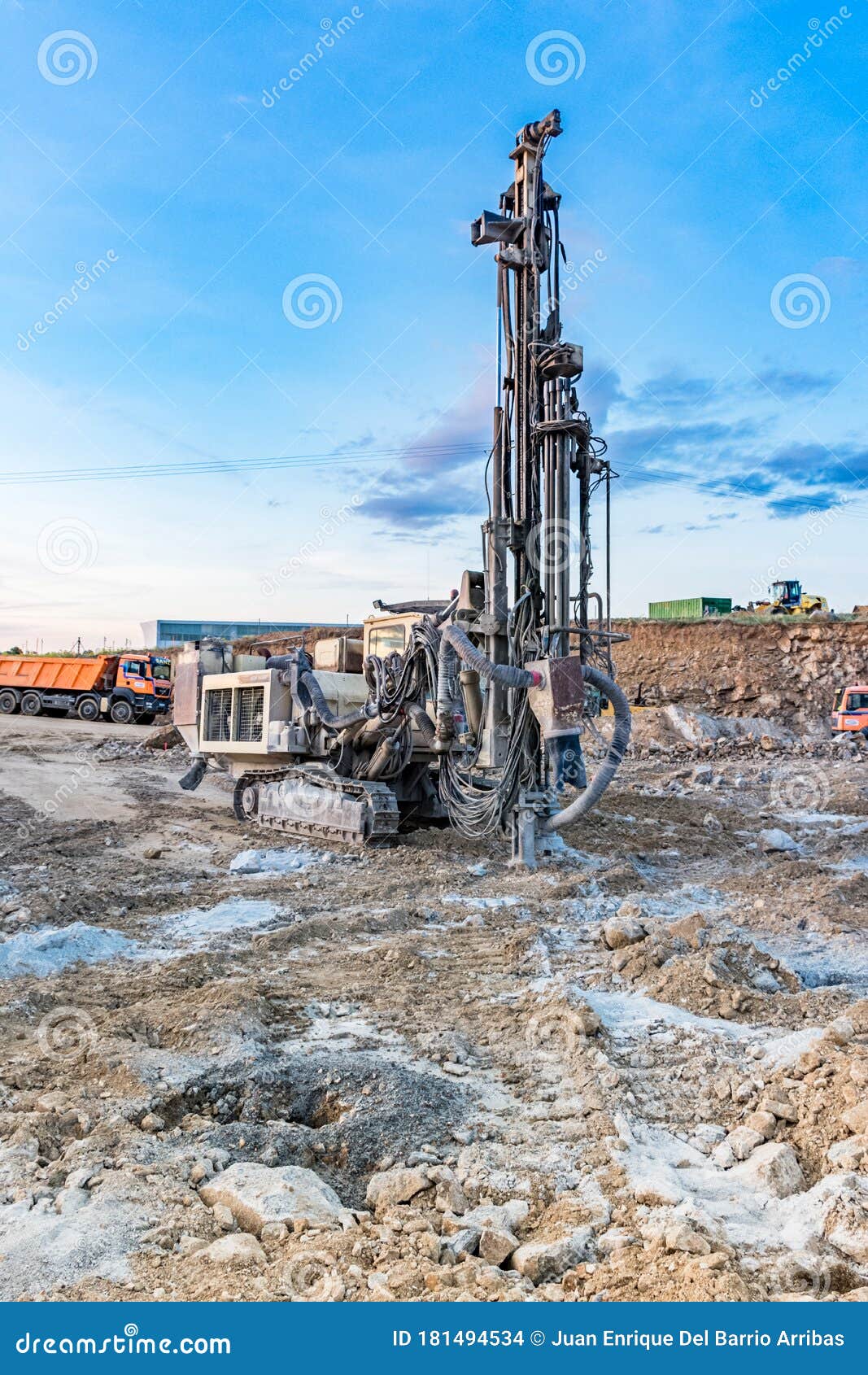 Professional Drilling Rig Doing a Geotechnical Study of the Terrain ...