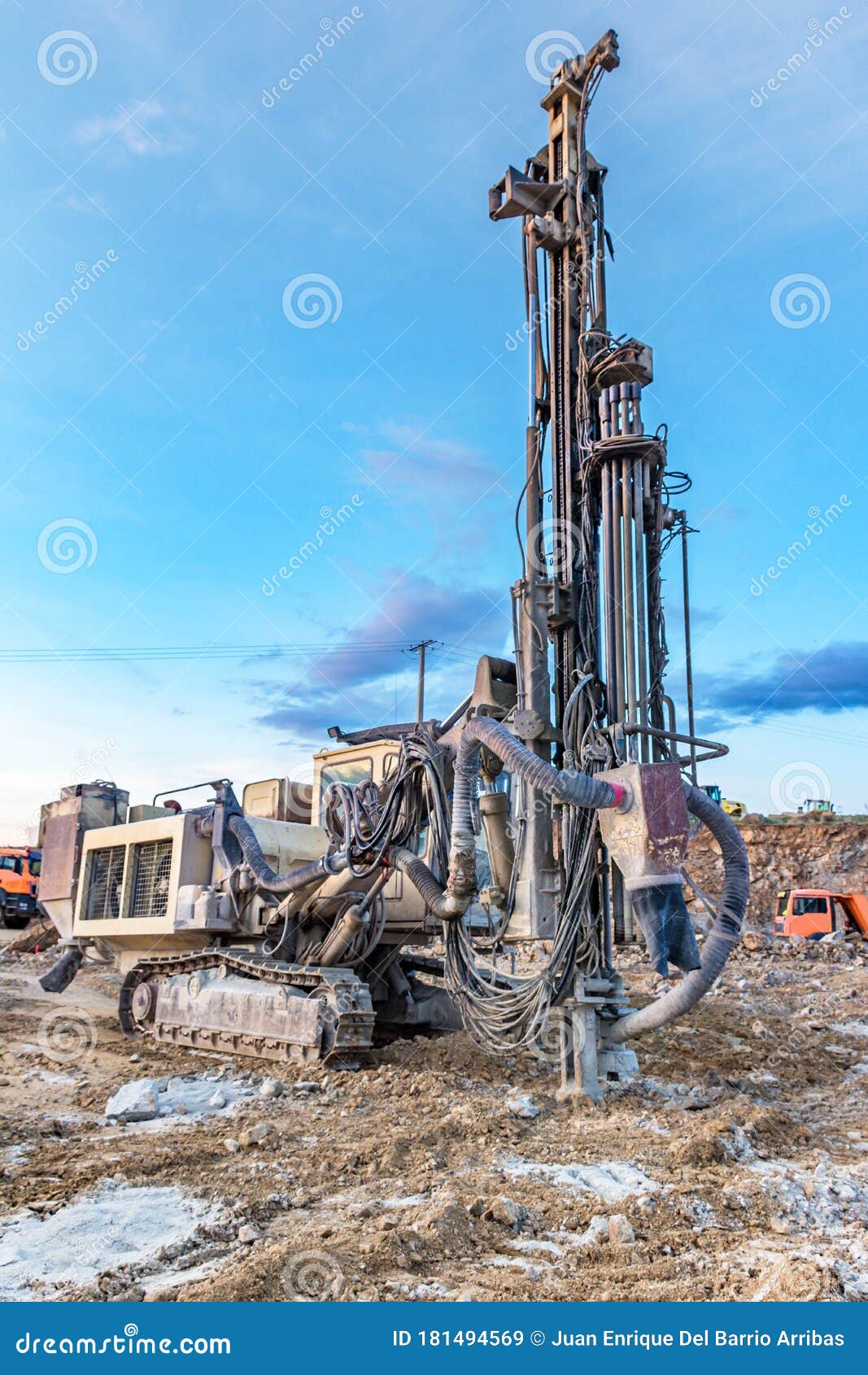 Professional Drilling Rig Doing a Geotechnical Study of the Terrain ...