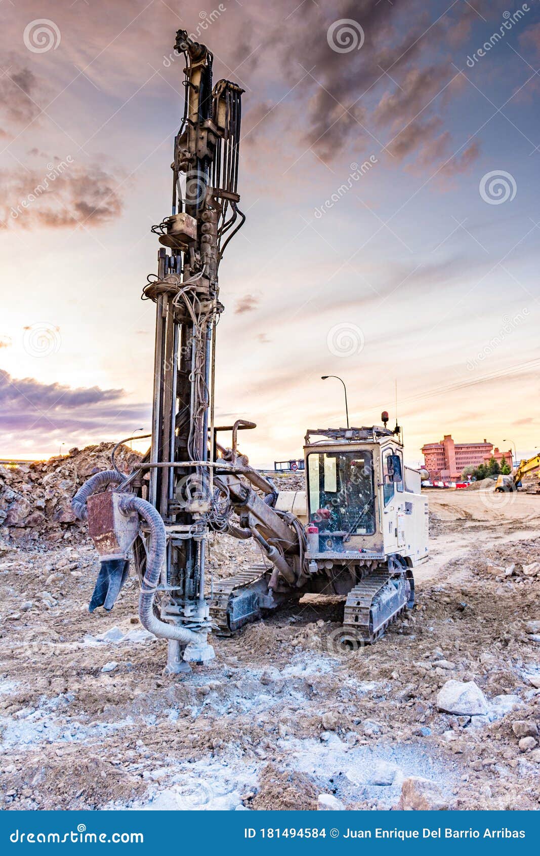Professional Drilling Rig Doing a Geotechnical Study of the Terrain ...
