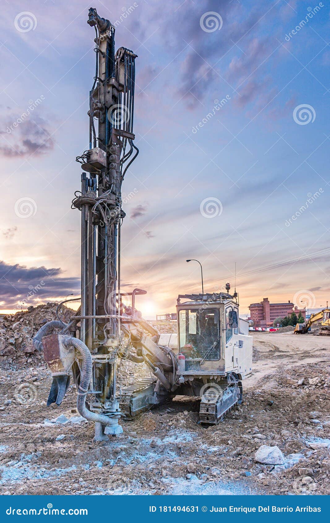 Professional Drilling Rig Doing a Geotechnical Study of the Terrain ...