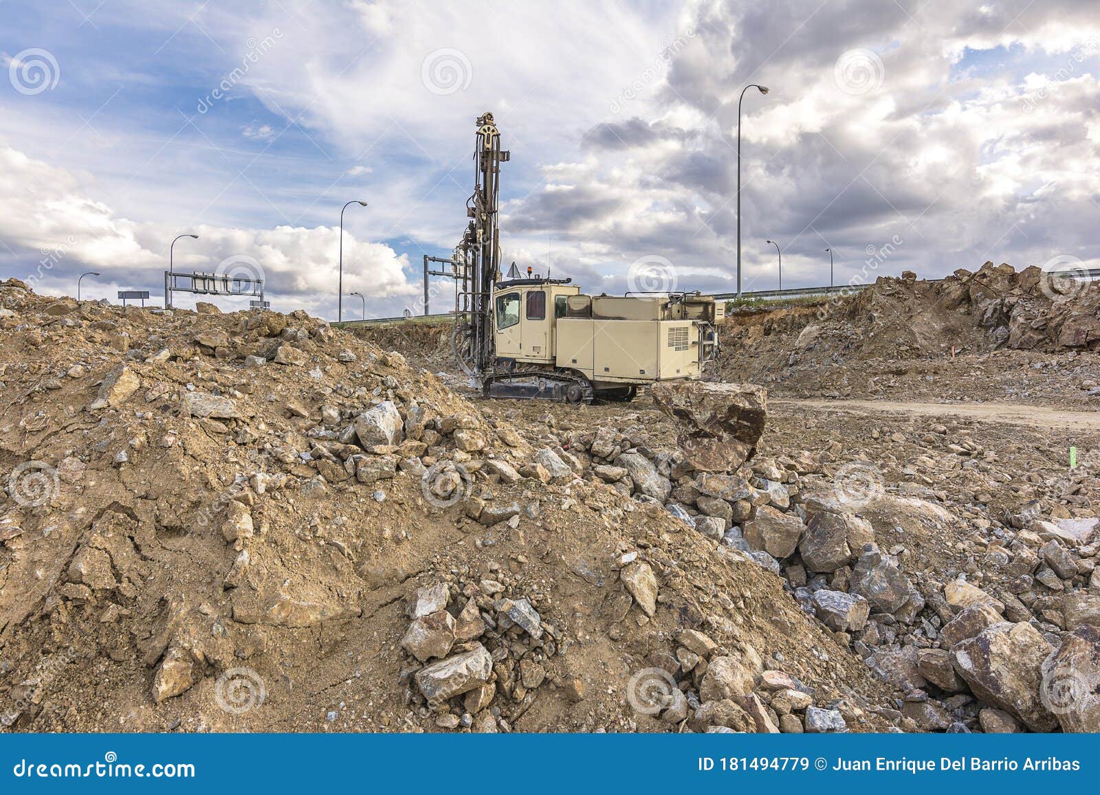 Professional Drilling Rig Doing a Geotechnical Study of the Terrain ...