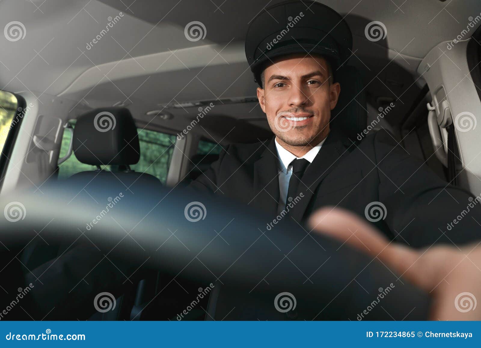 Professional Driver in Car. Chauffeur Service Stock Image - Image of ...