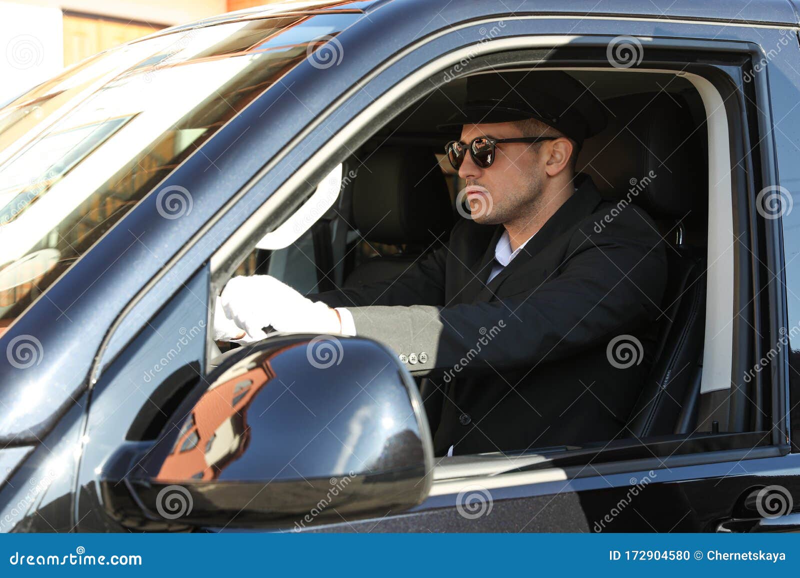 Professional Driver in Car. Chauffeur Service Stock Photo - Image of ...
