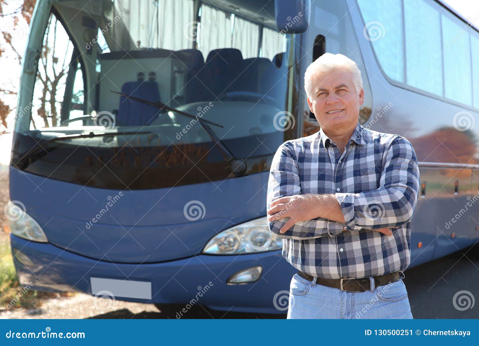Professional Bus Driver Holding Hand On Gearbox Lever. Stock ...