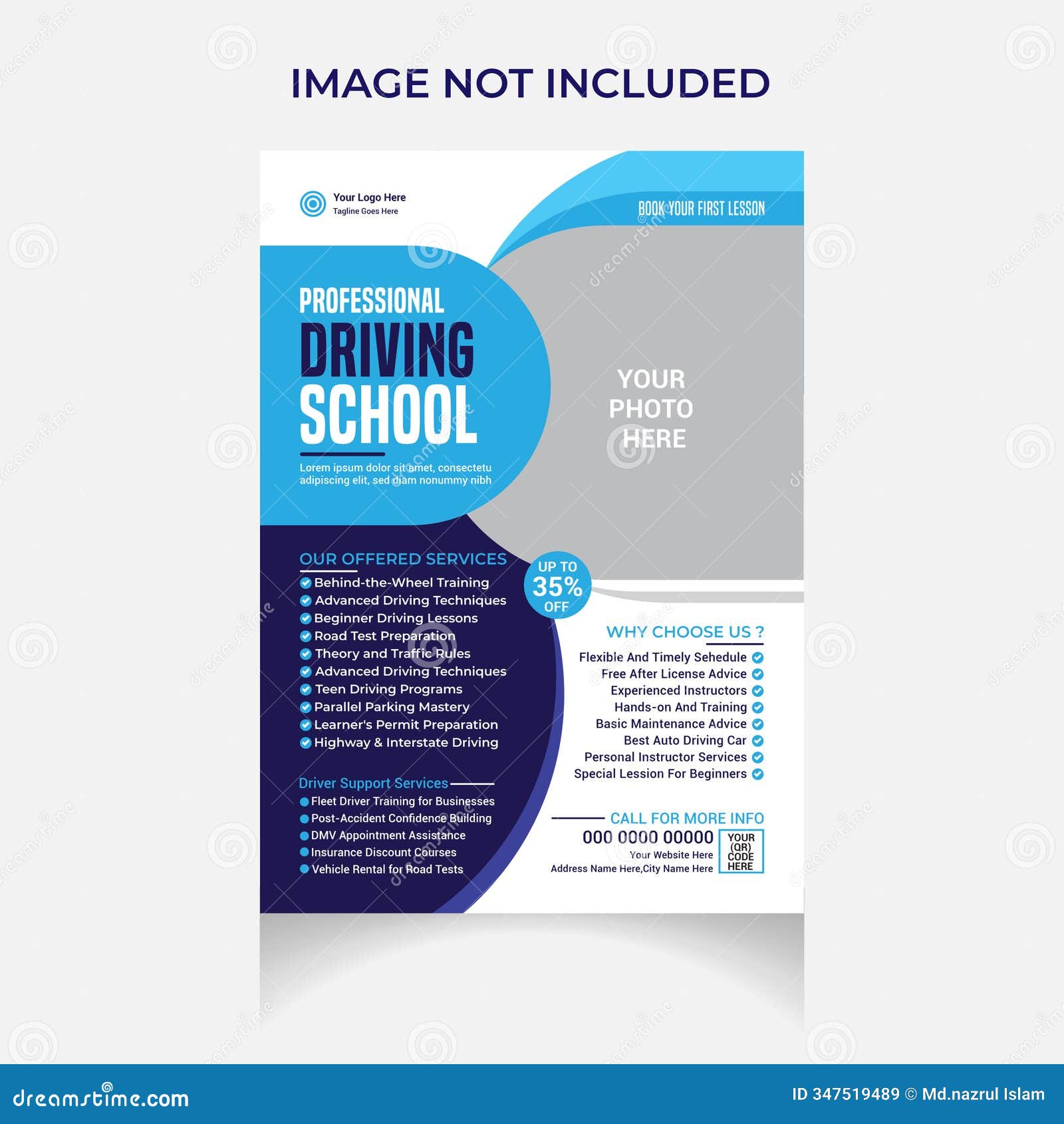 Driving School Flyer Design Template Stock Vector - Illustration of ...