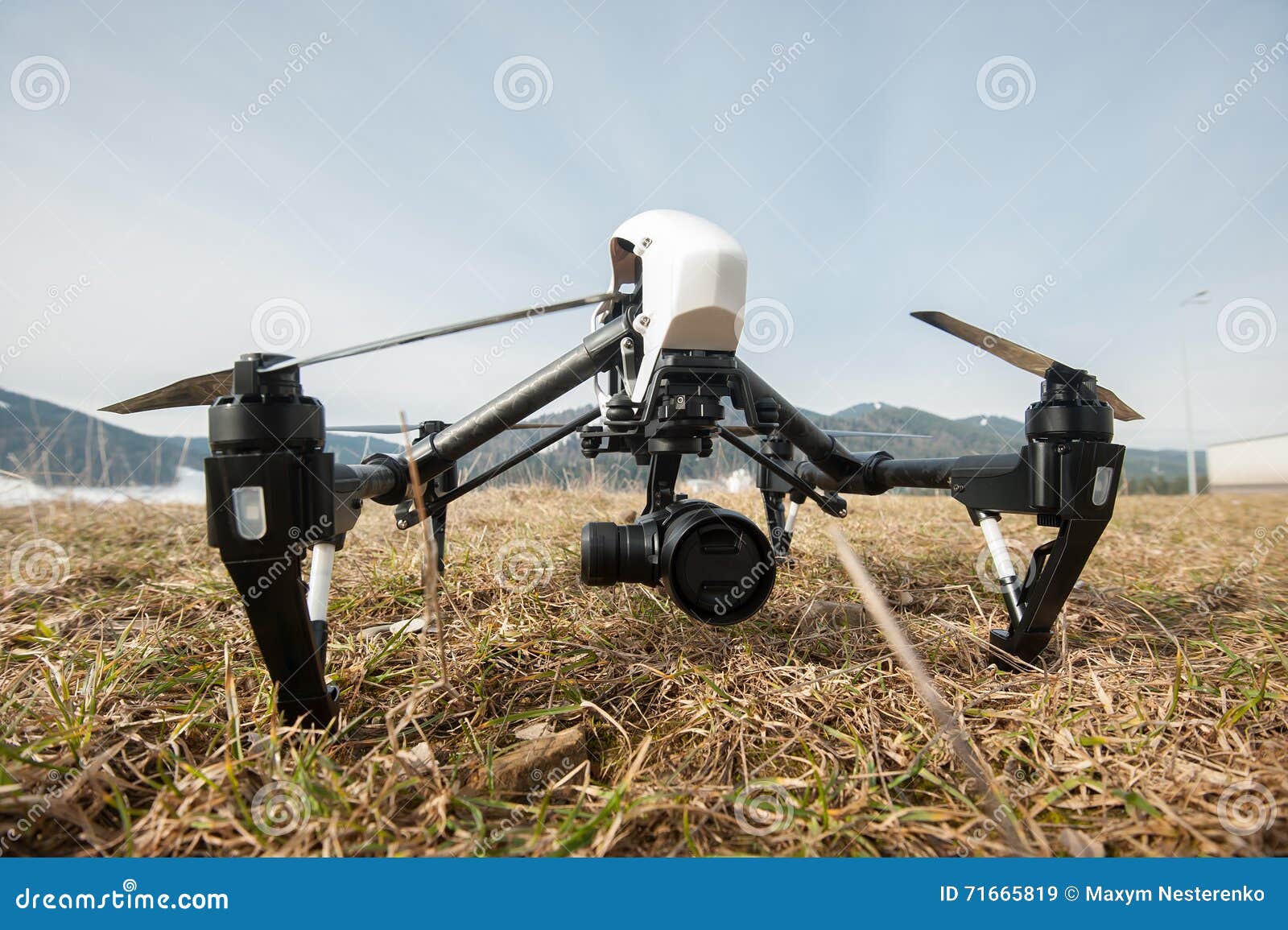 Professional Drone on Ground Stock Image - Image of industry, propeller ...