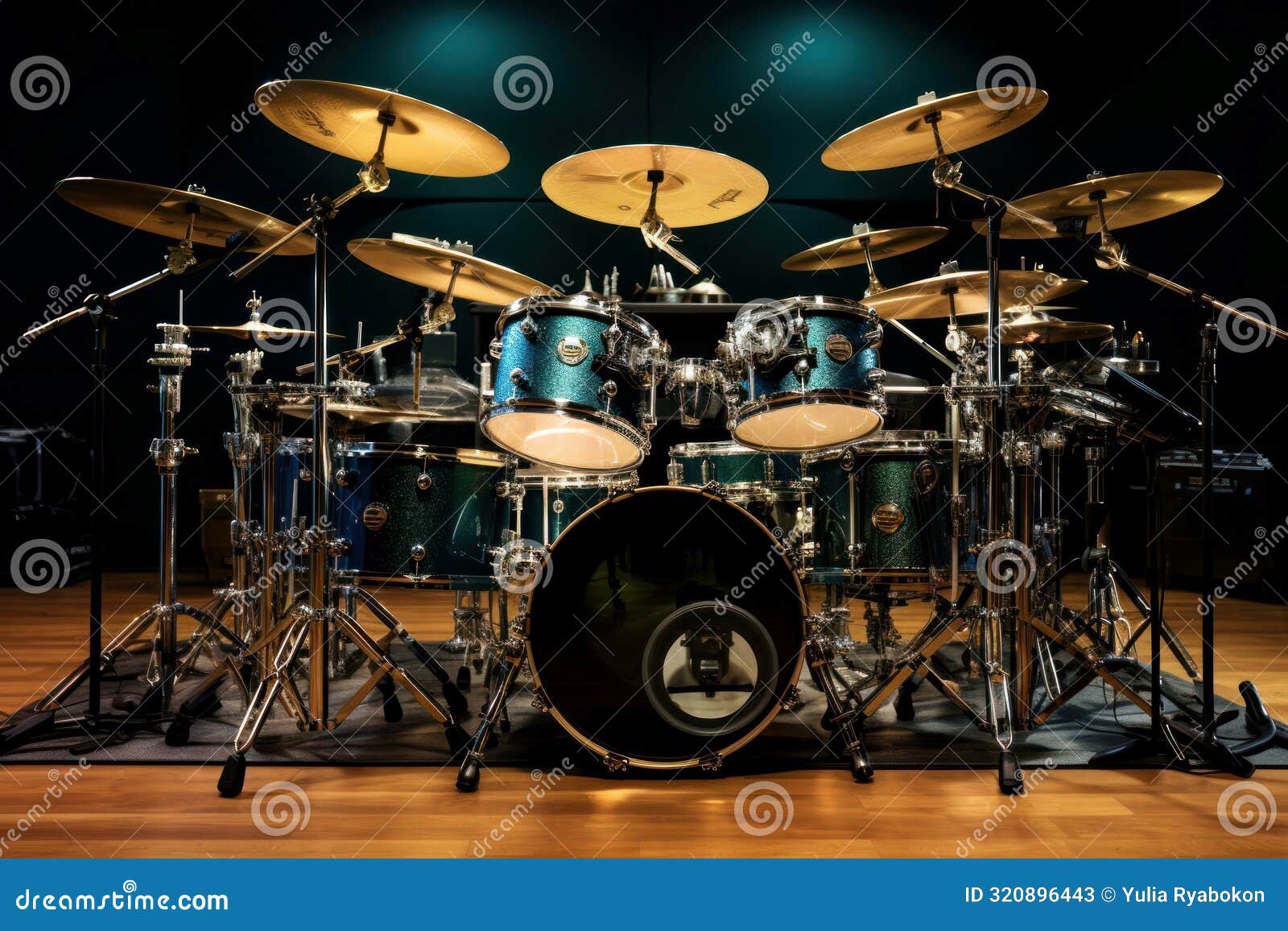 Professional Drum Set on Stage Stock Image - Image of live, rhythm ...