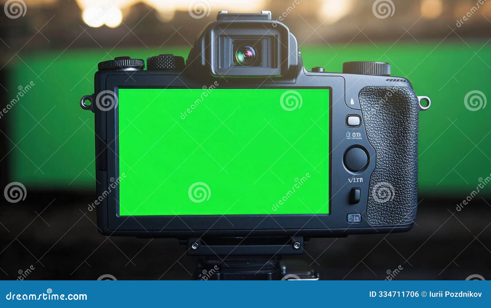 Professional Dslr Camera Showing Green Screen Displaying on a Tripod ...