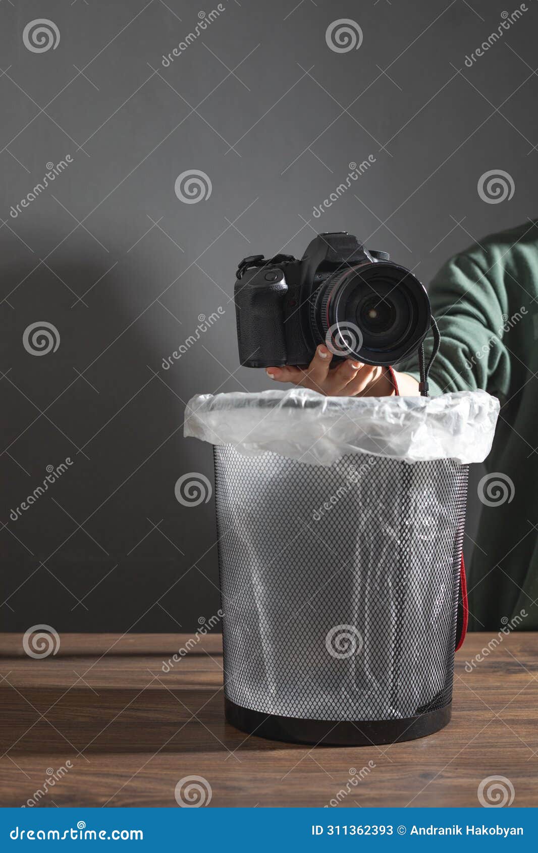 Professional Dslr Camera and Trash Can Stock Image - Image of recycling ...