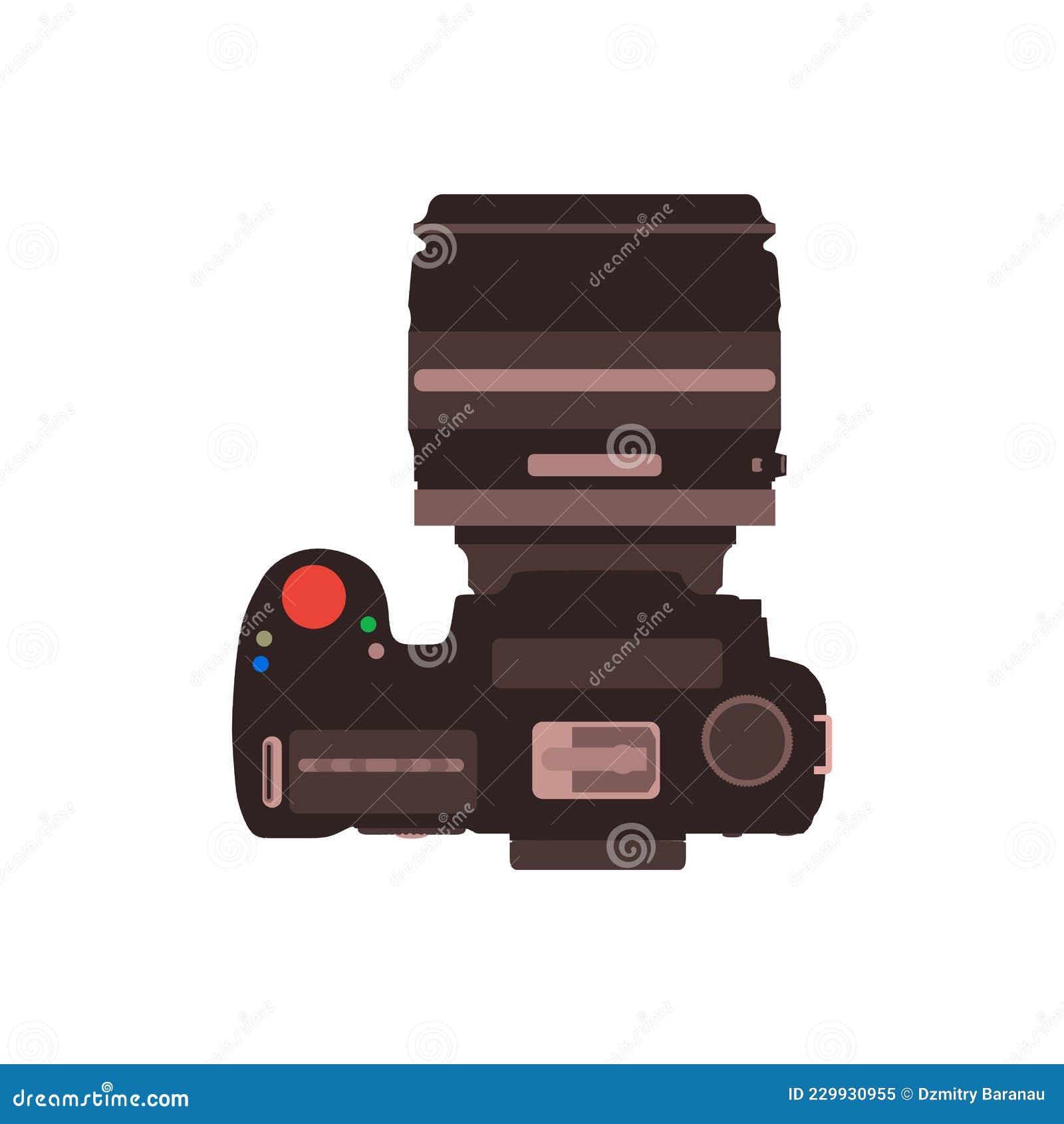 Professional Dslr Photo Camera Top View Accessories Vector Illustration ...