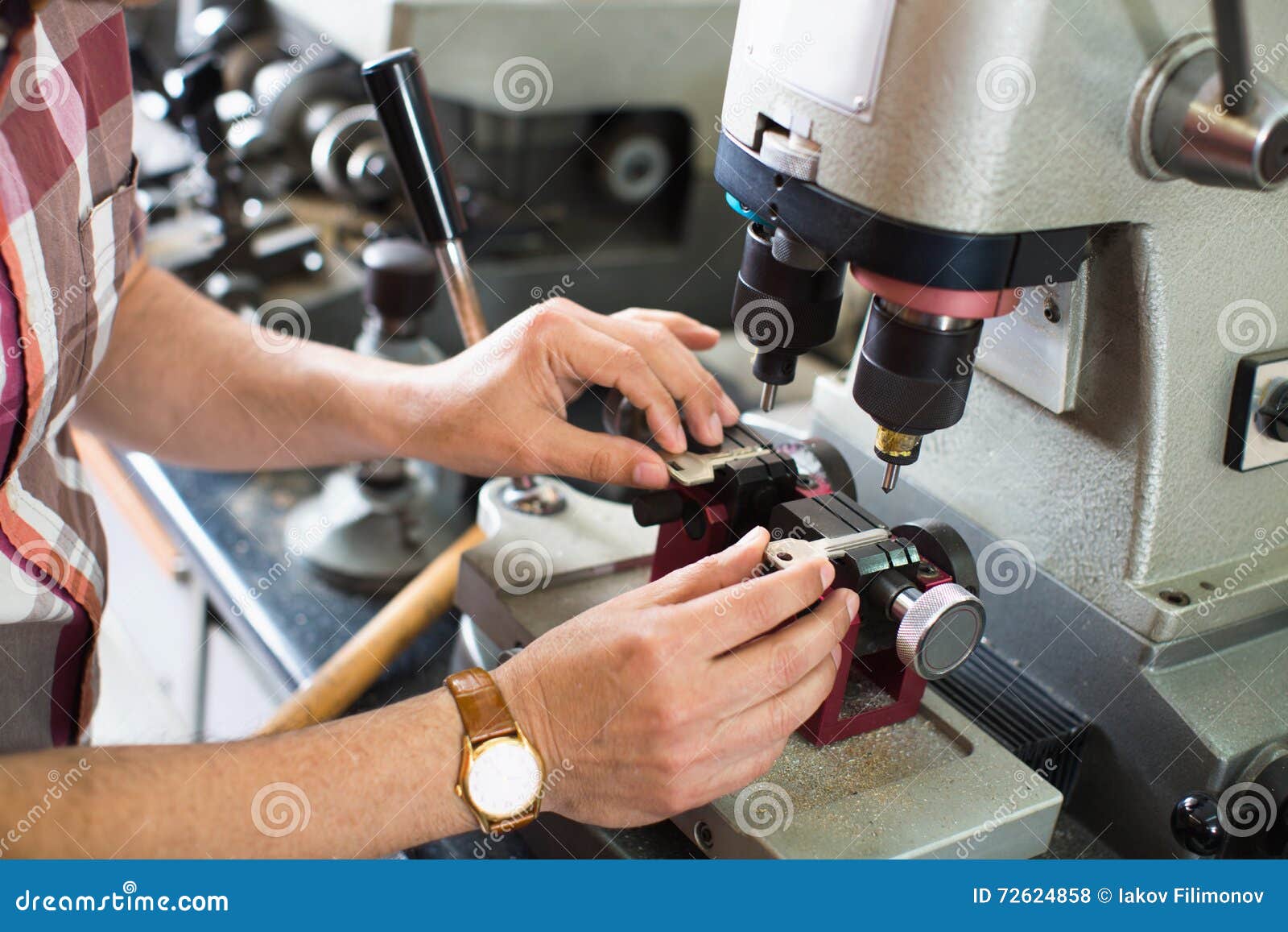 Professional Efficient Key Cutter Making Door Keys Copies Stock Photo ...