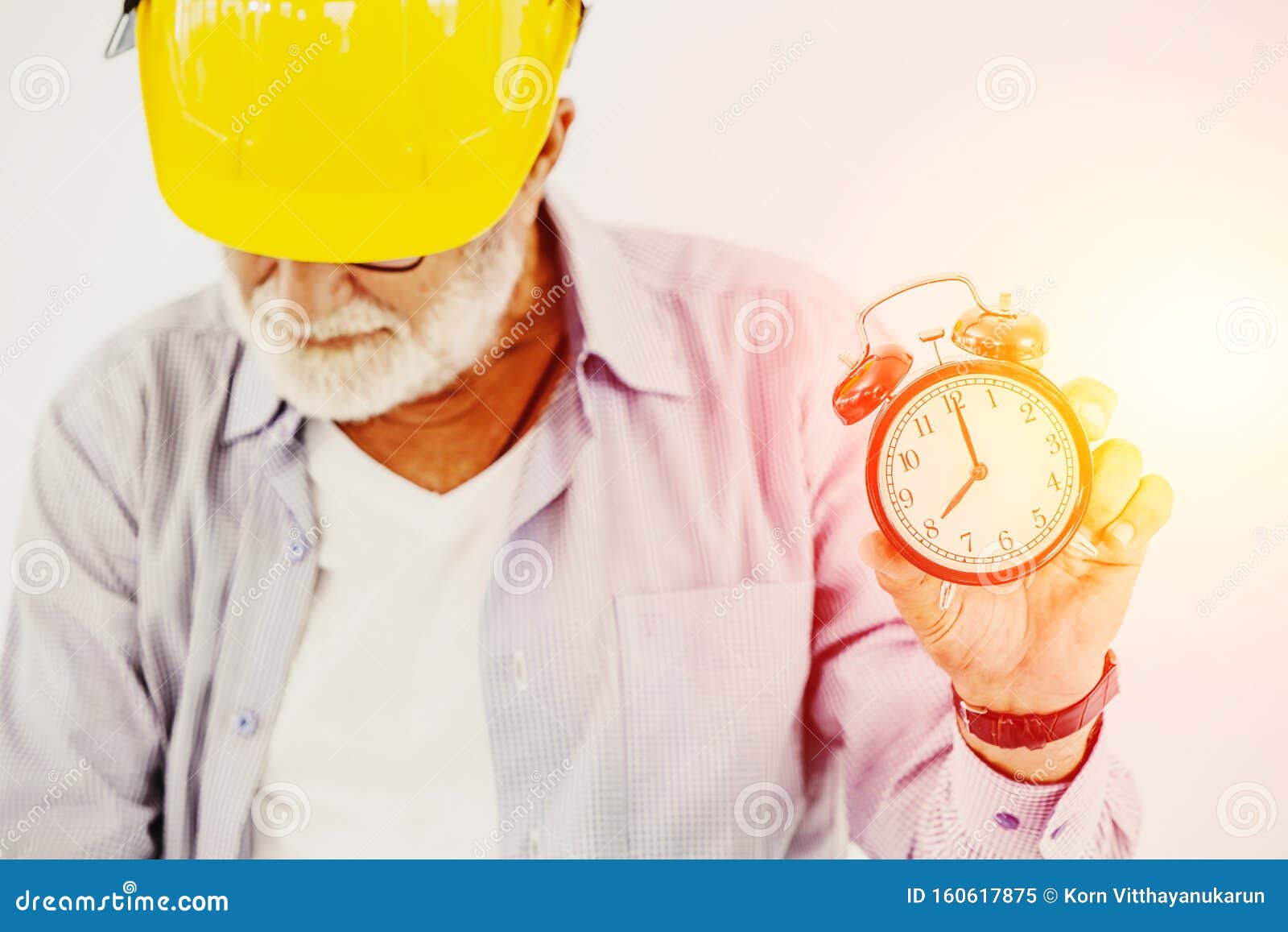 Professional Elder Engineer Working with Times Clock for Duty Stock ...