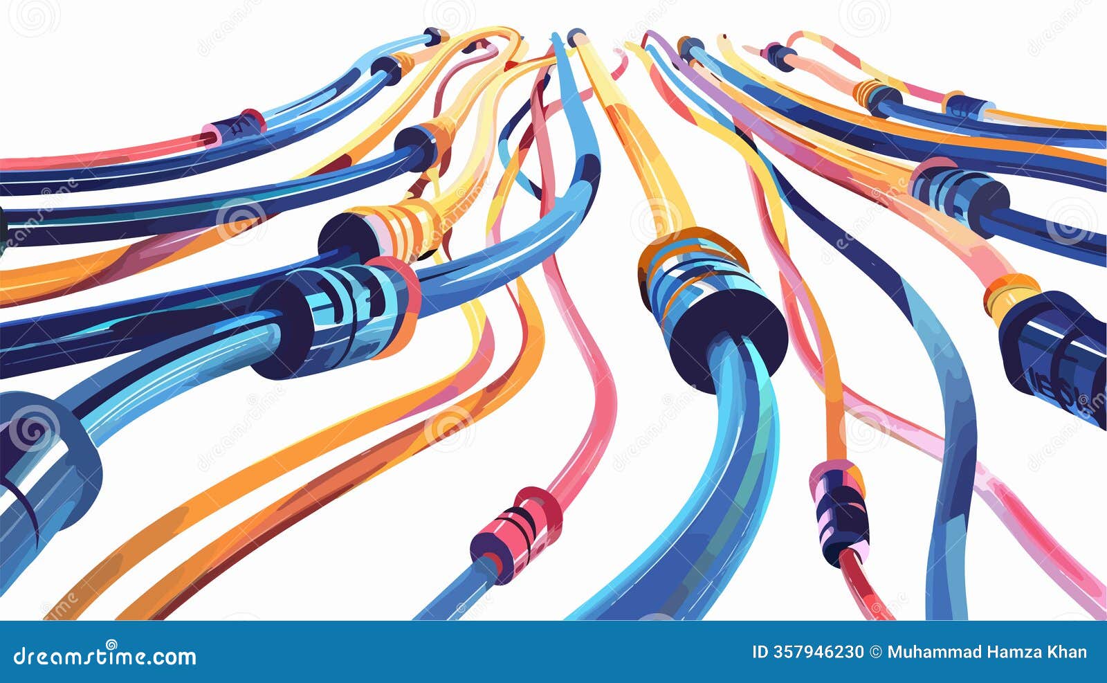 Electric Cables Isolated On White Background. 3D Illustration Royalty ...