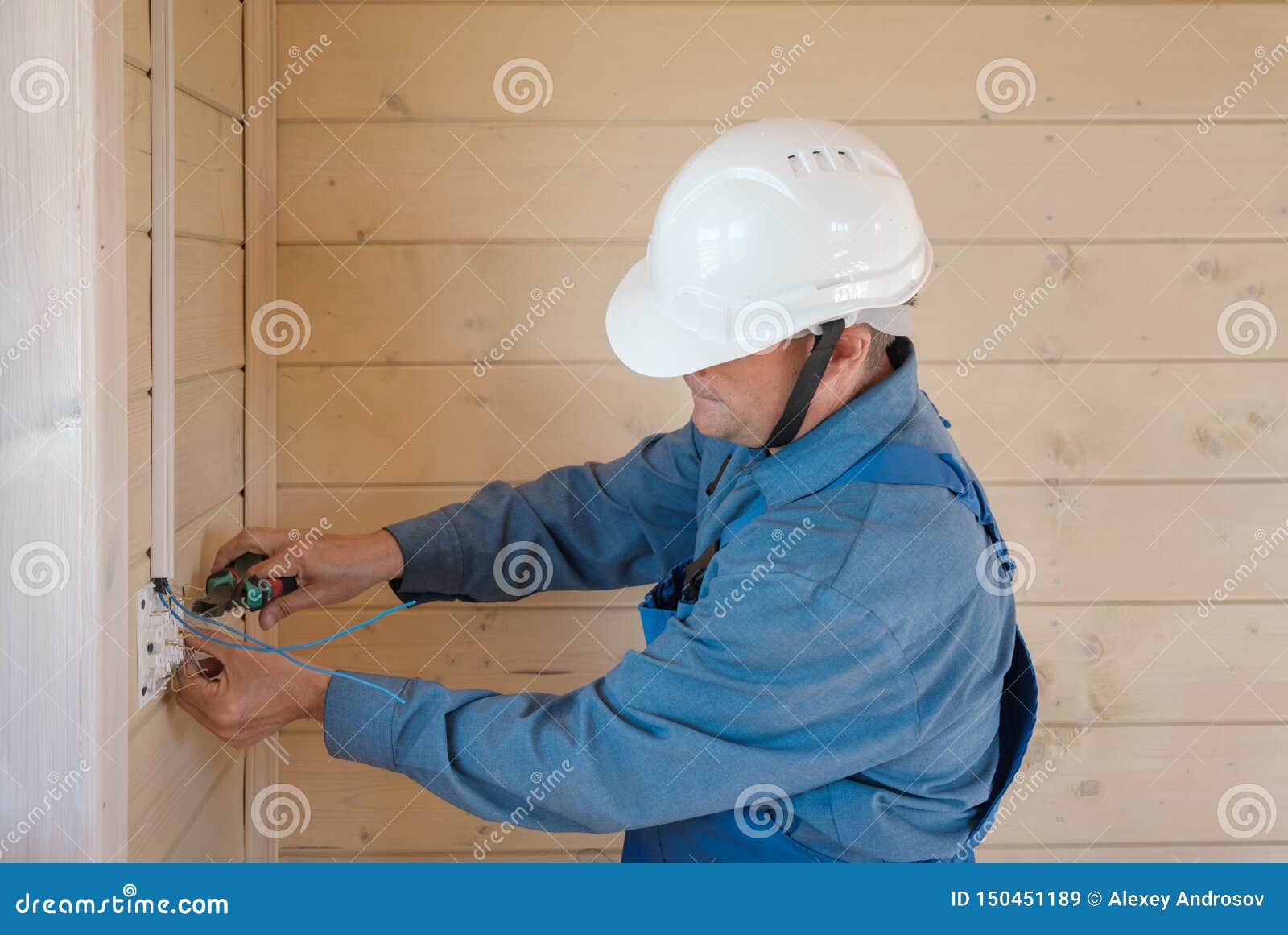 Professional Electrical Engineer Performs Installation of Electrical ...