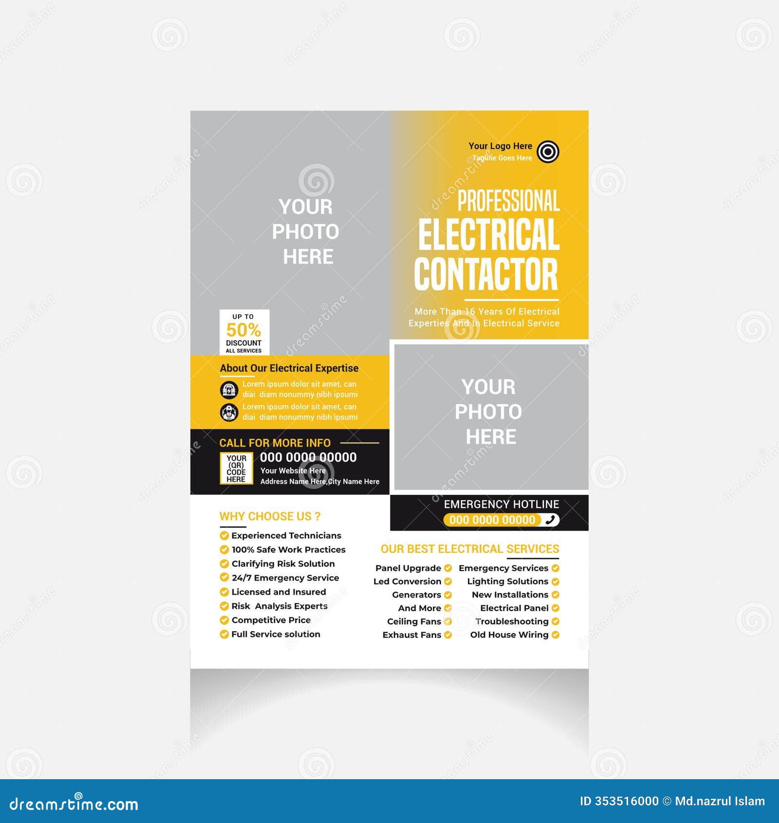 Professional Electrical Service Flyer Design Stock Illustration ...
