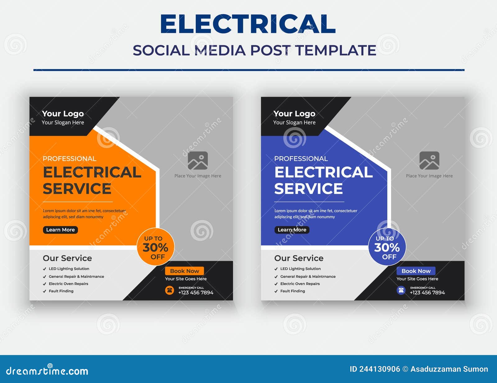 Professional Electrical Service Poster, Electrical Social Media Post ...
