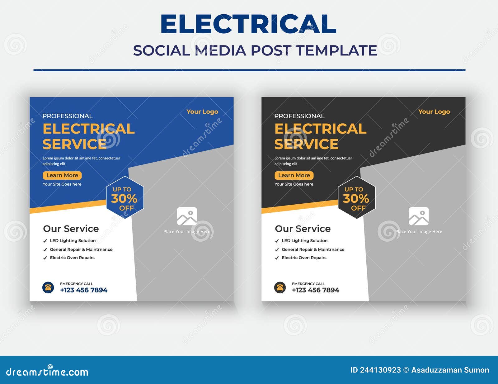Professional Electrical Service Poster, Electrical Social Media Post ...