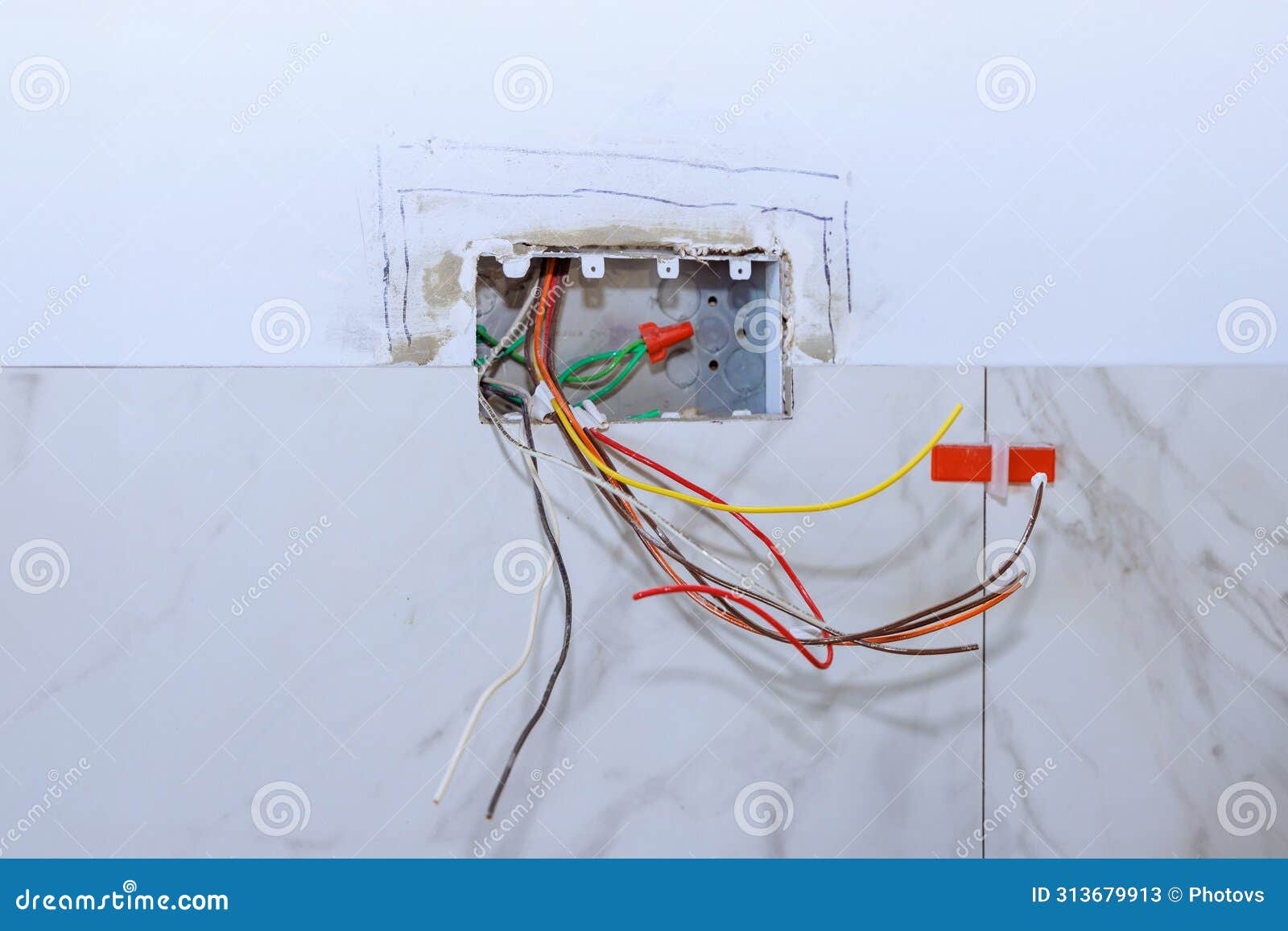 Professional Electrician Working Connection Electric Socket in a Wall ...