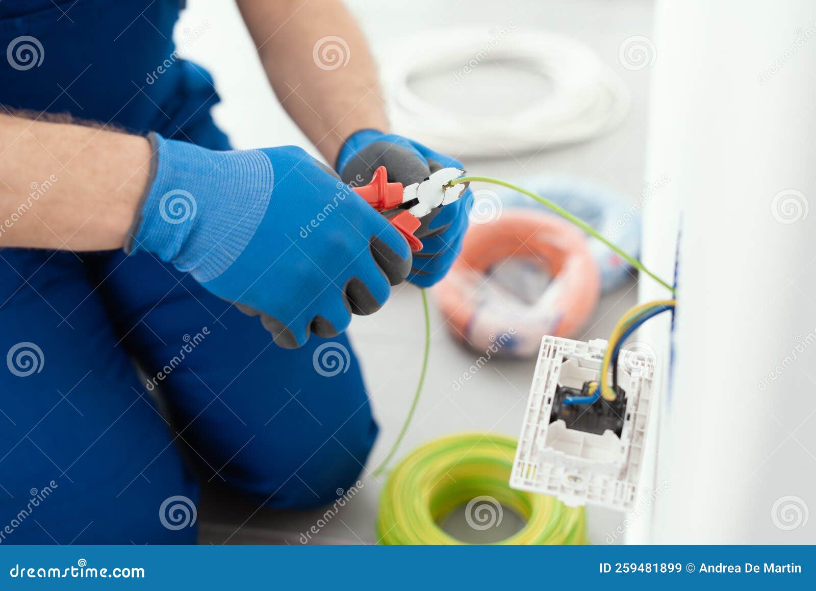 Professional Electrician Working on the Electrical System Stock Image ...