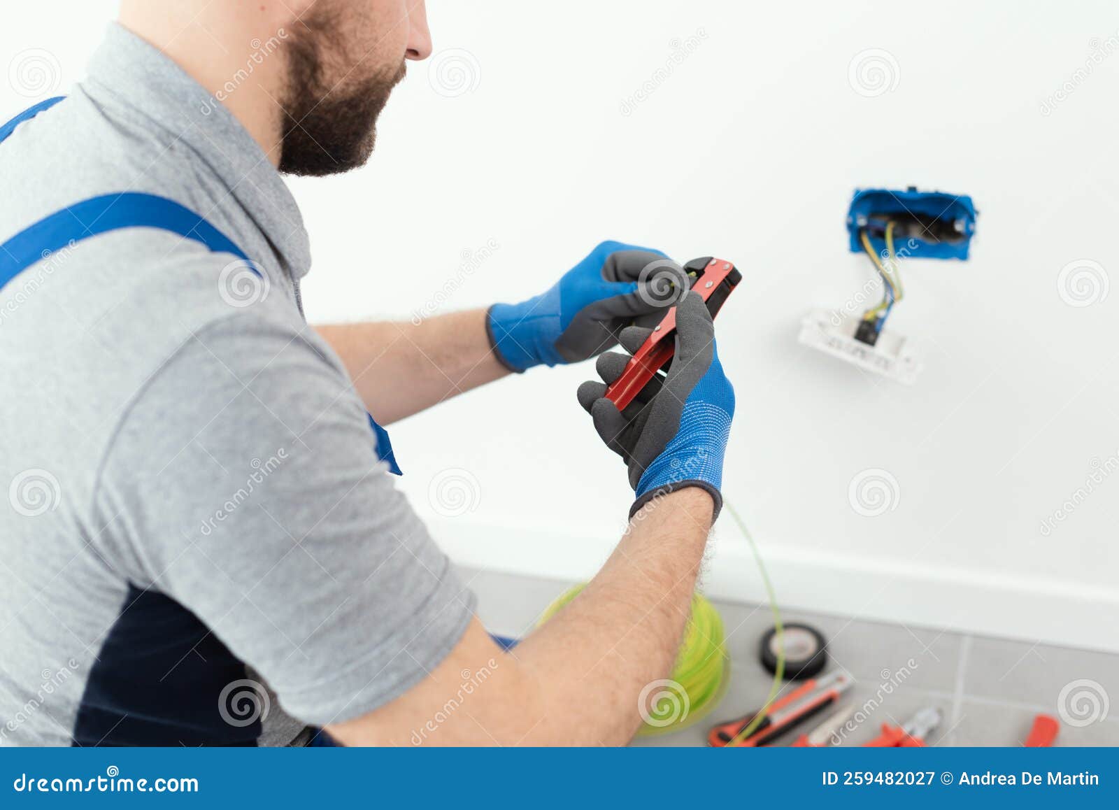 Professional Electrician Working on the Electrical System Stock Image ...