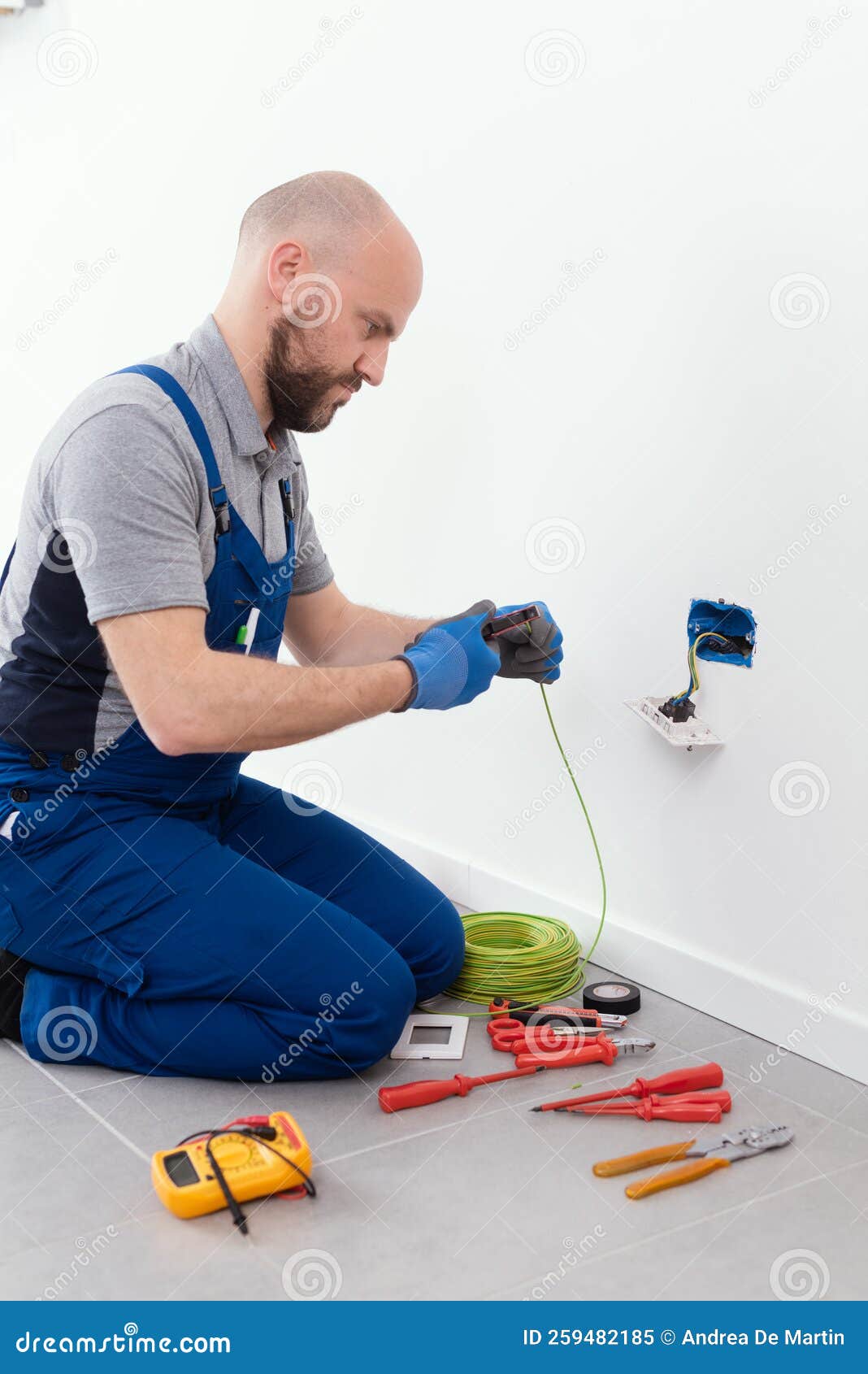 Professional Electrician Working on the Electrical System Stock Image ...