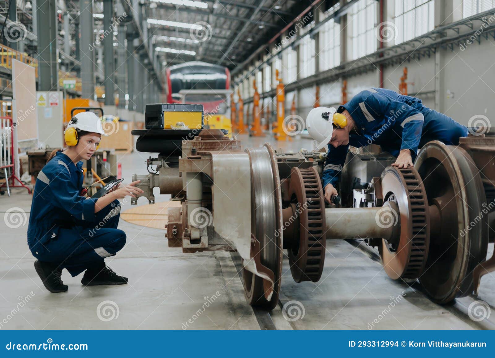 Professional Electricity Train Rail Engineer Worker Working Train ...